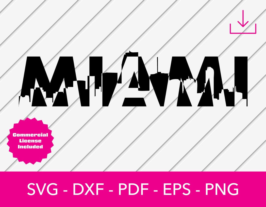 Miami Svg, Miami City Svg, Florida Skyline Cityscape Silhouette SVG Cut ...