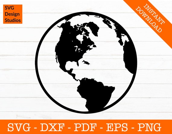 Earth Svg Planet Svg Globe Svg World Map Svg Black and - Etsy