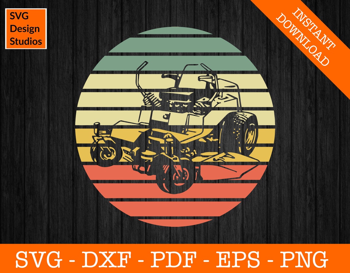 Retro Zero Turn Lawnmower Svg Lawn Mower Svg Silhouette SVG - Etsy