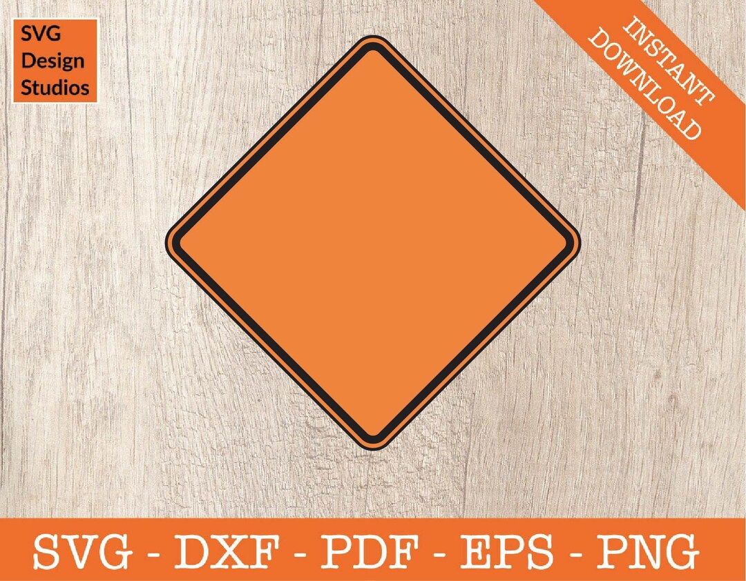 Orange Road Warning Sign Svg, Construction Sign Svg, Yellow Sign ...
