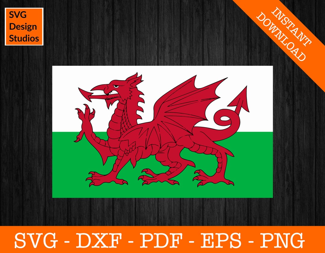 Wales Svg, Welsh National Flag, Crest, Coat of Arms, Badge Cut File ...