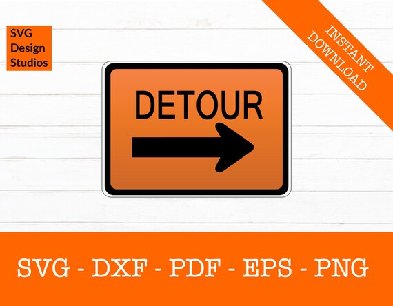 Detour Road Sign Svg Silhouette Shadow SVG Cut File PNG - Etsy