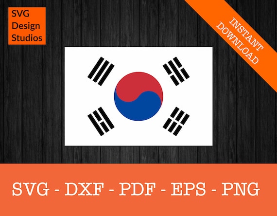 South Korea Korean National Flag Clipart SVG Cut File PNG | Etsy