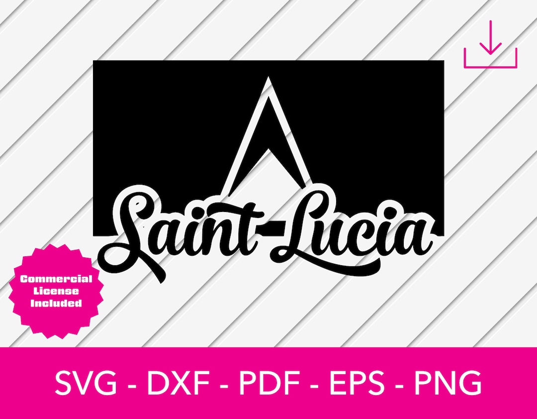 Black and White Saint Lucia Island Caribbean National Flag SVG - Cut ...