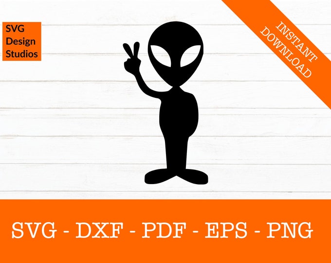 Peace Alien Svg, UFO Svg, Peace Svg, Silhouette SVG Cut File Png Dxf ...