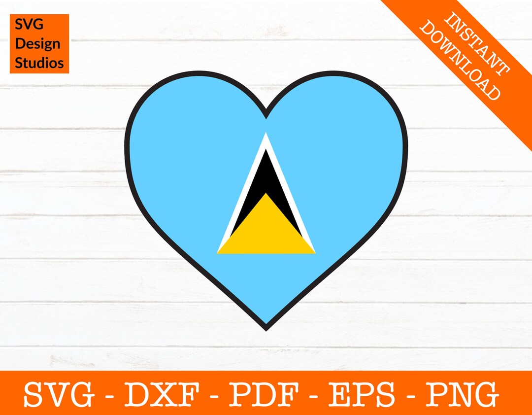 St Lucia Heart Flag Svg, Saint Lucia Island National Flag - Cut File ...