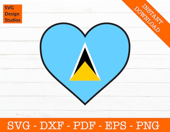 St Lucia Heart Flag Svg Saint Lucia Island National Flag - Etsy
