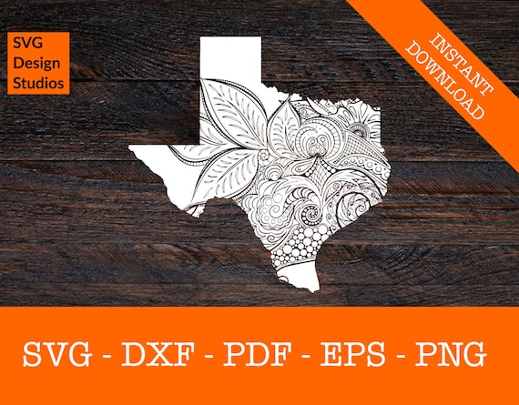 Zentangle Texas State Map Mandala Svg Clipart Cut File | Etsy