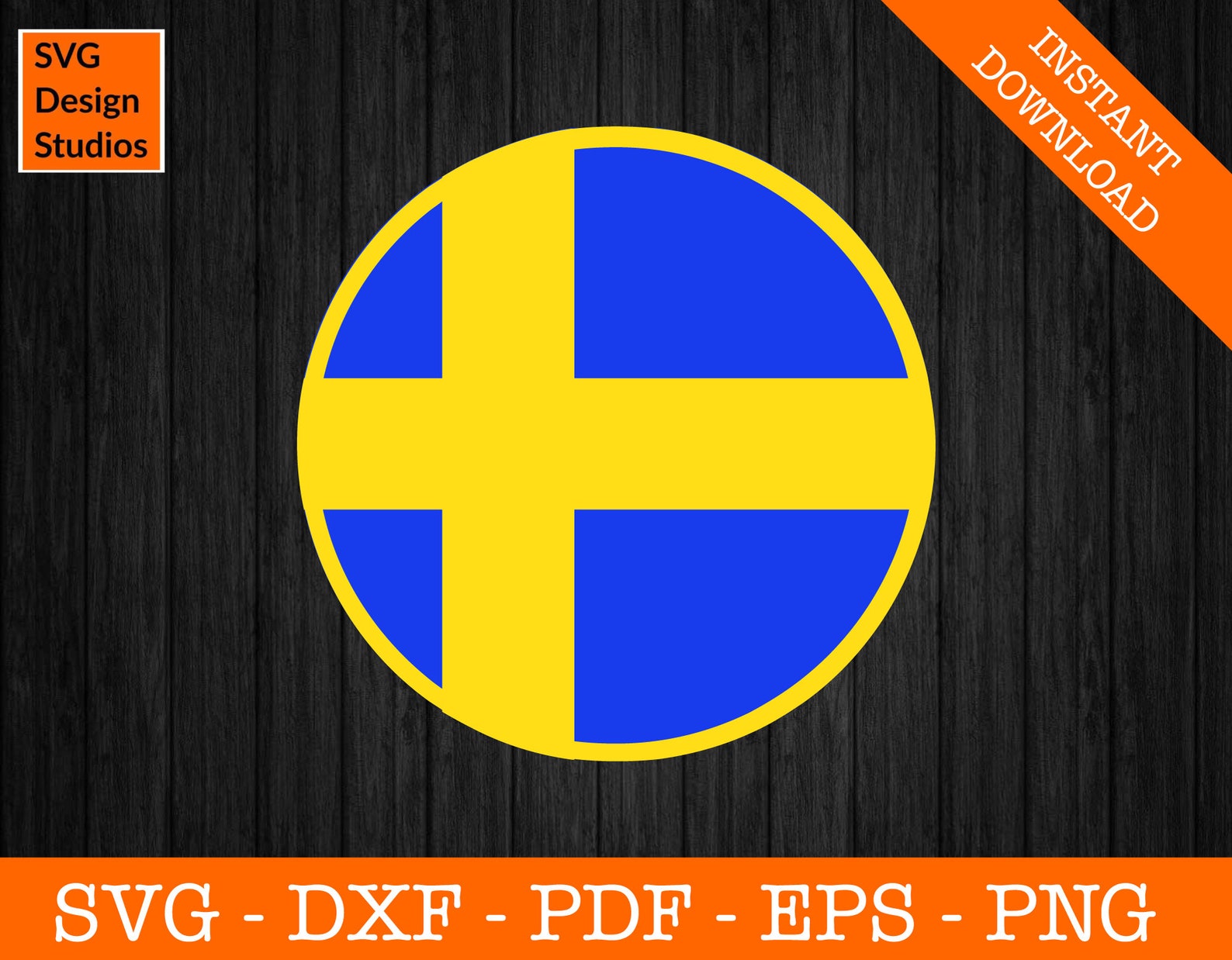 Sweden Svg Round Swedish National Flag Clipart Svg Cut File - Etsy