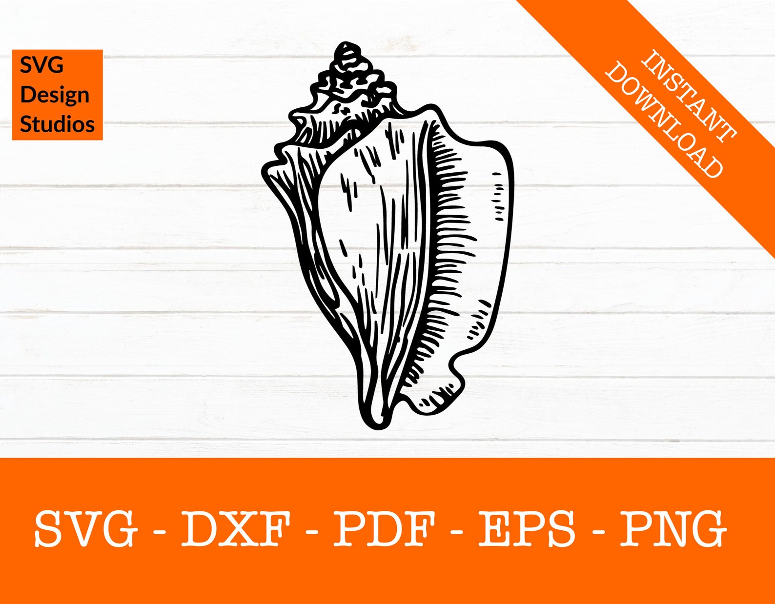 Conch Shell Svg, Seashell Svg, Beach Svg, Silhouette Shadow SVG Cut ...