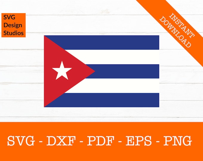 Cuba Flag SVG Cut File - PNG - DXF - Cricut - Vector Clipart - Design ...