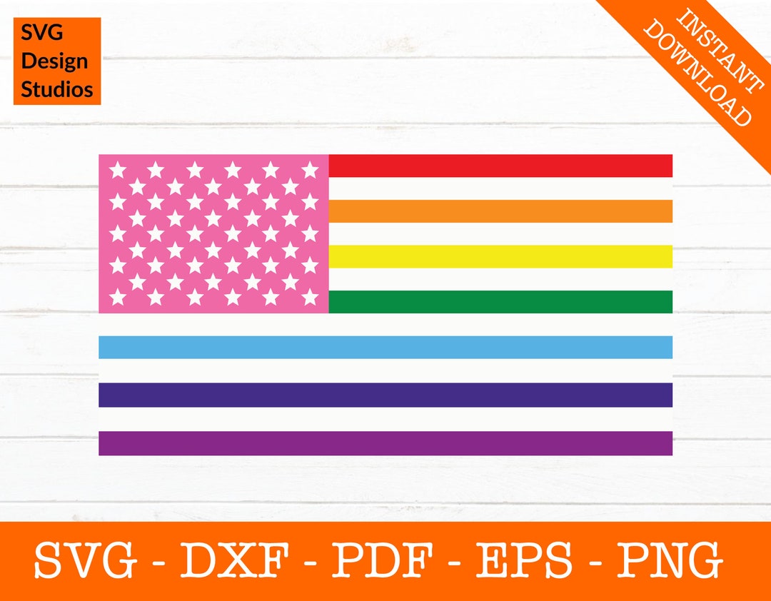 Pride Svg, Gay Pride Svg, LGBTQ US Flag Svg, LGBT Svg, Rainbow Flag ...