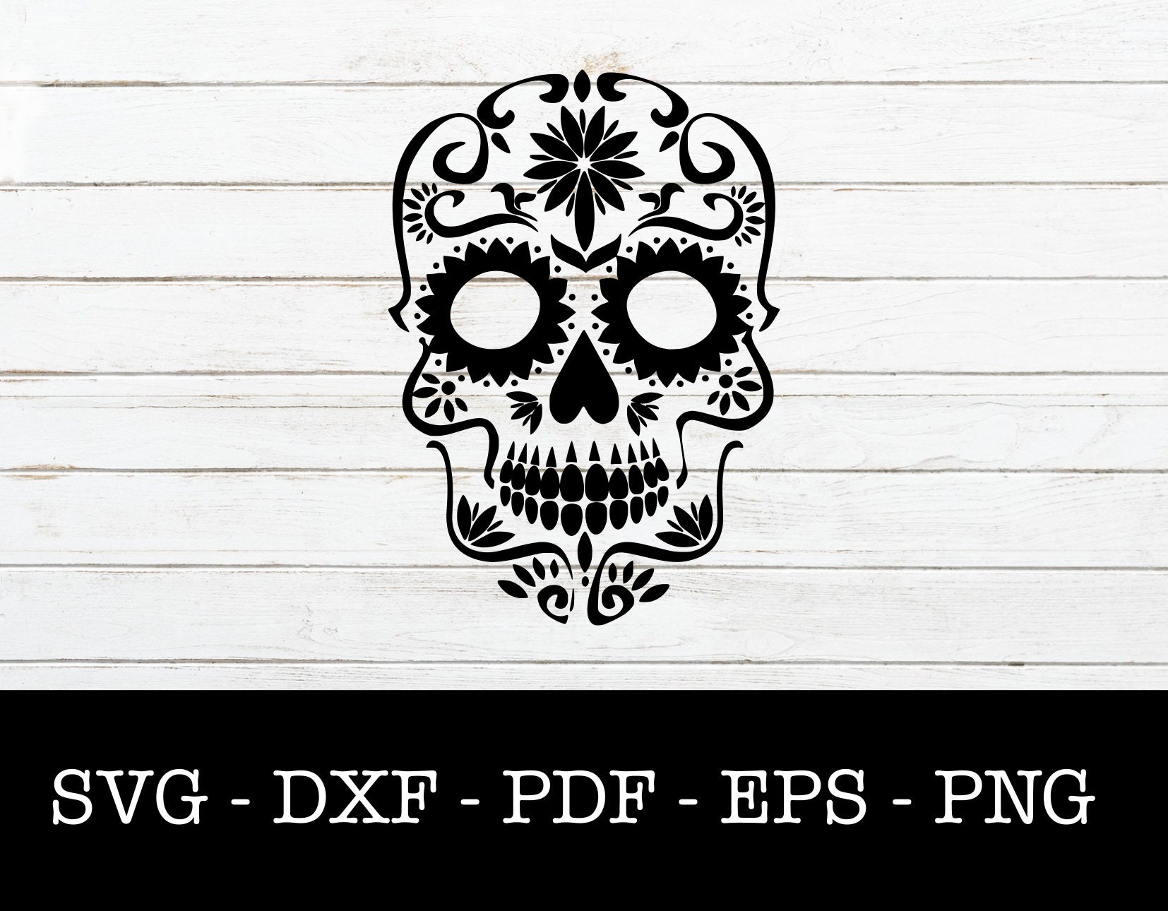 Sugar Skull Day of the Dead SVG Cut File PNG DXF Cricut - Etsy