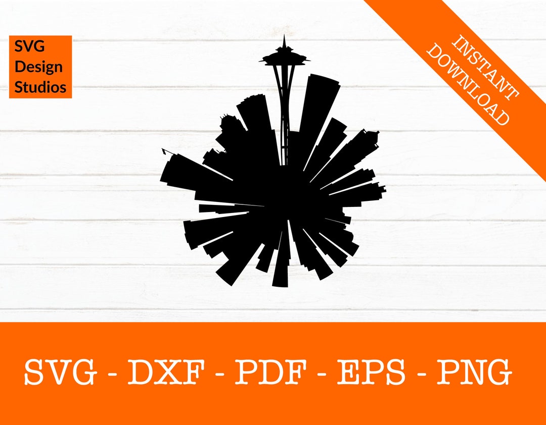 Seattle Svg, Seattle Skyline Svg, Cityscape Silhouette Shadow SVG Cut ...