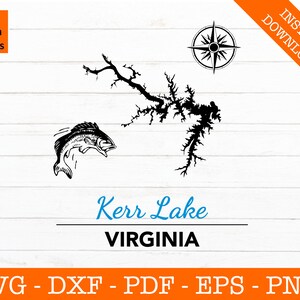 Kerr Lake, Virginia Map SVG Cut File - PNG - DXF - Cricut - Vector ...