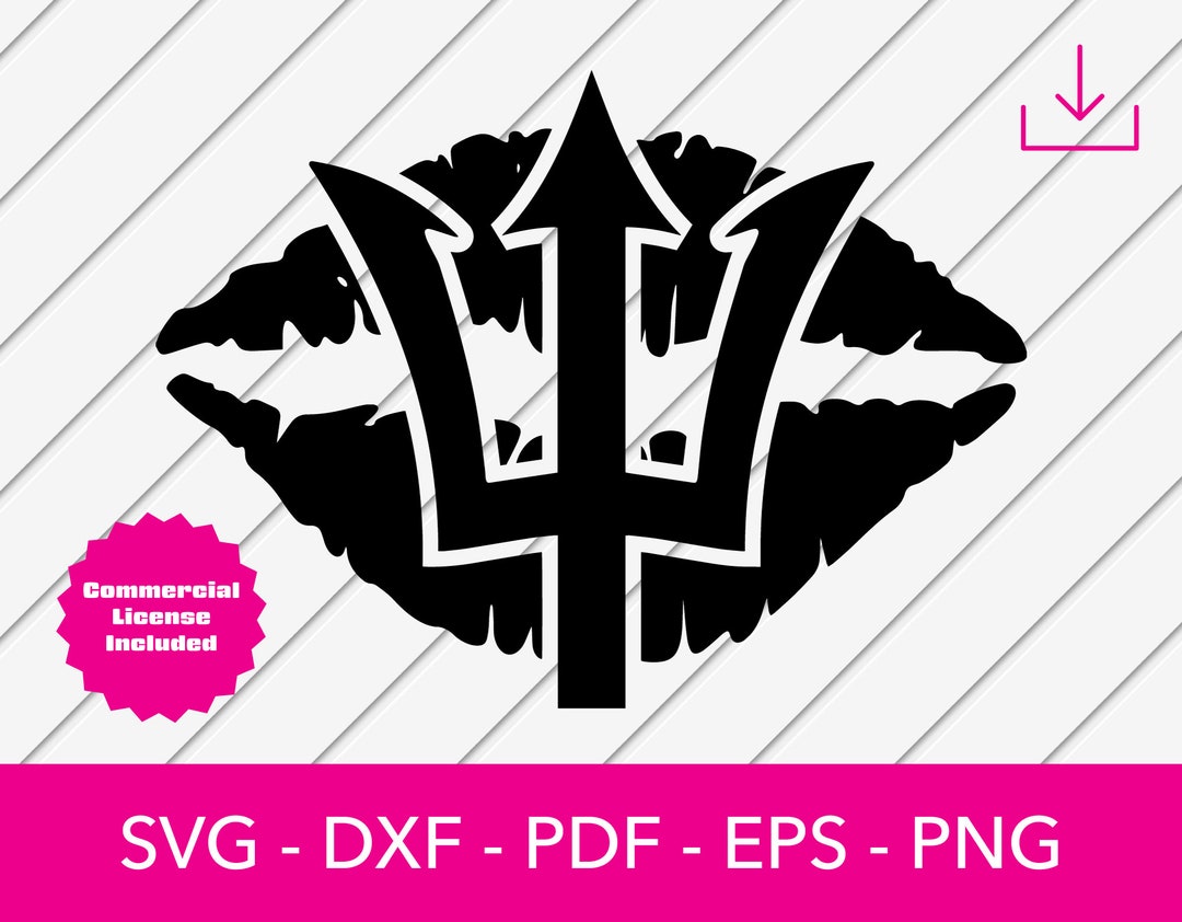 Barbados Svg, Barbados Trident With Lips Svg, Island Svg, Clipart SVG ...