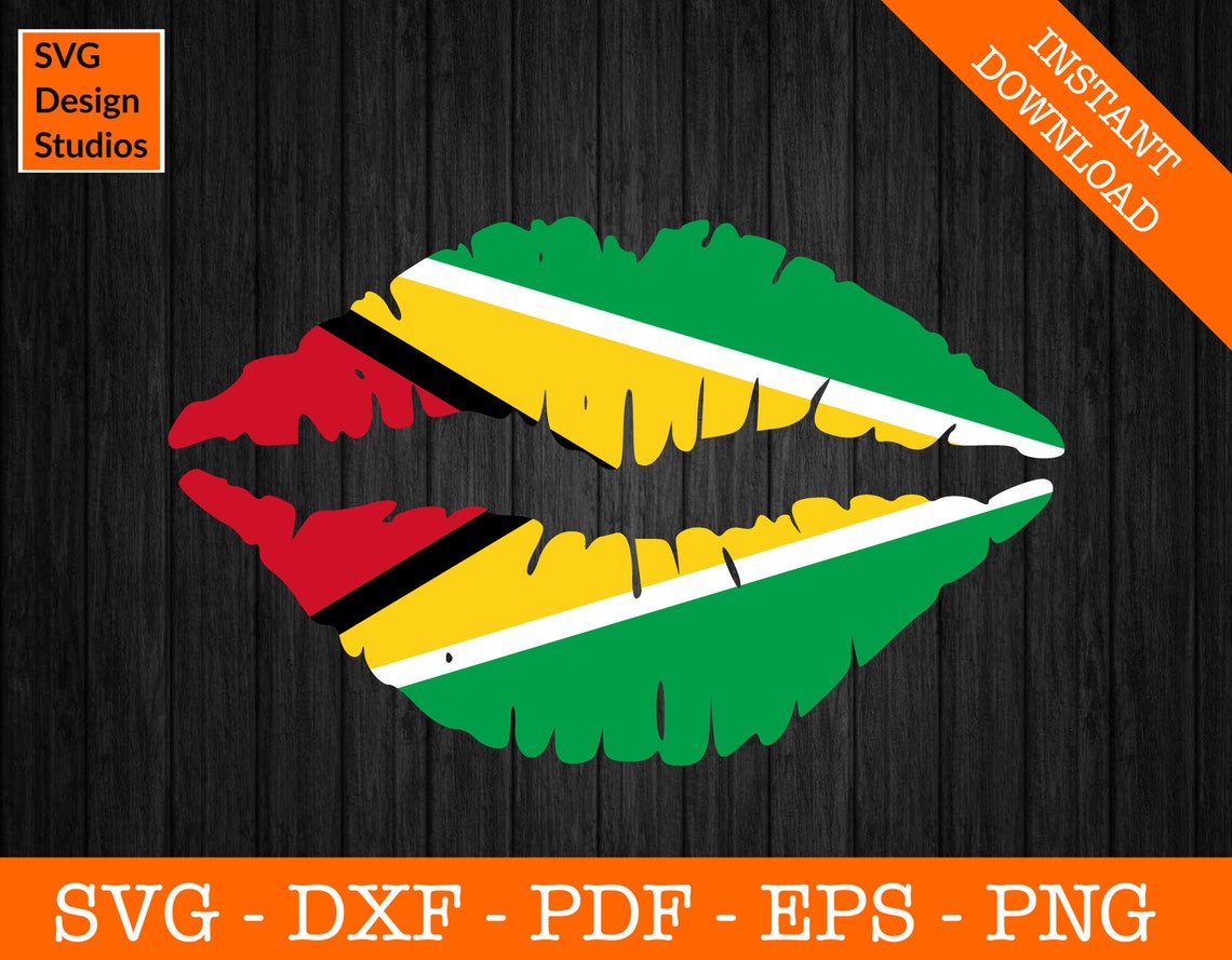 Guyana Lips Svg Guyana National Flag Clipart SVG Cut File - Etsy