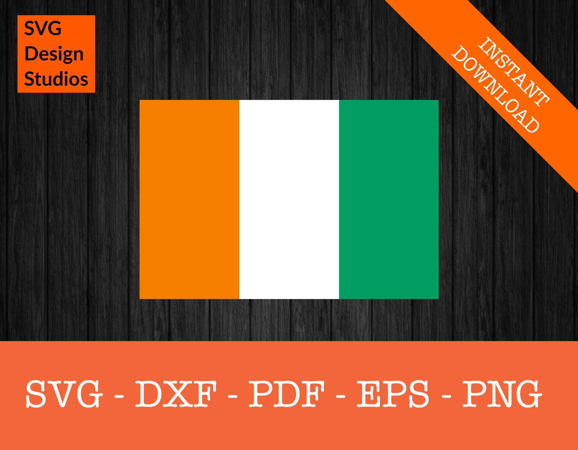Ivory Coast Flag SVG Cut File PNG DXF Cricut Vector - Etsy