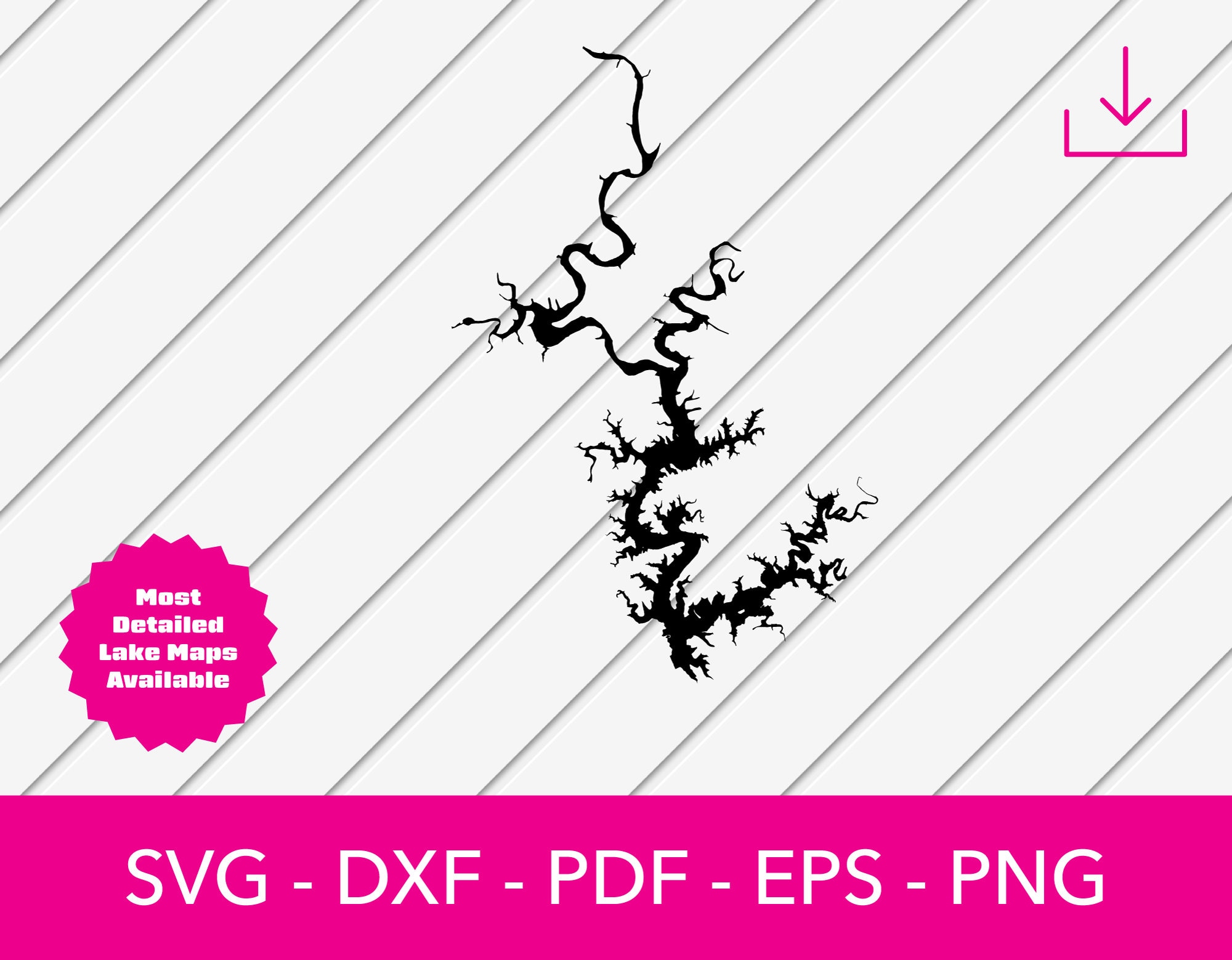 Norfork Lake, Arkansas Map Shape SVG Cut File - PNG - DXF - Cricut ...
