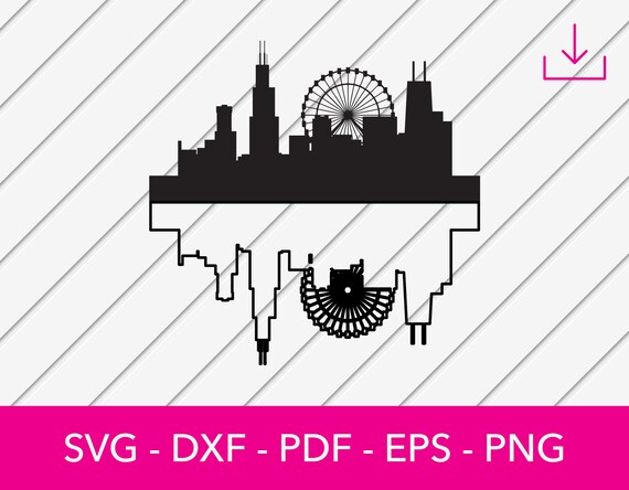 Chicago Svg Stars Svg Chicago Illinois Skyline Cityscape - Etsy
