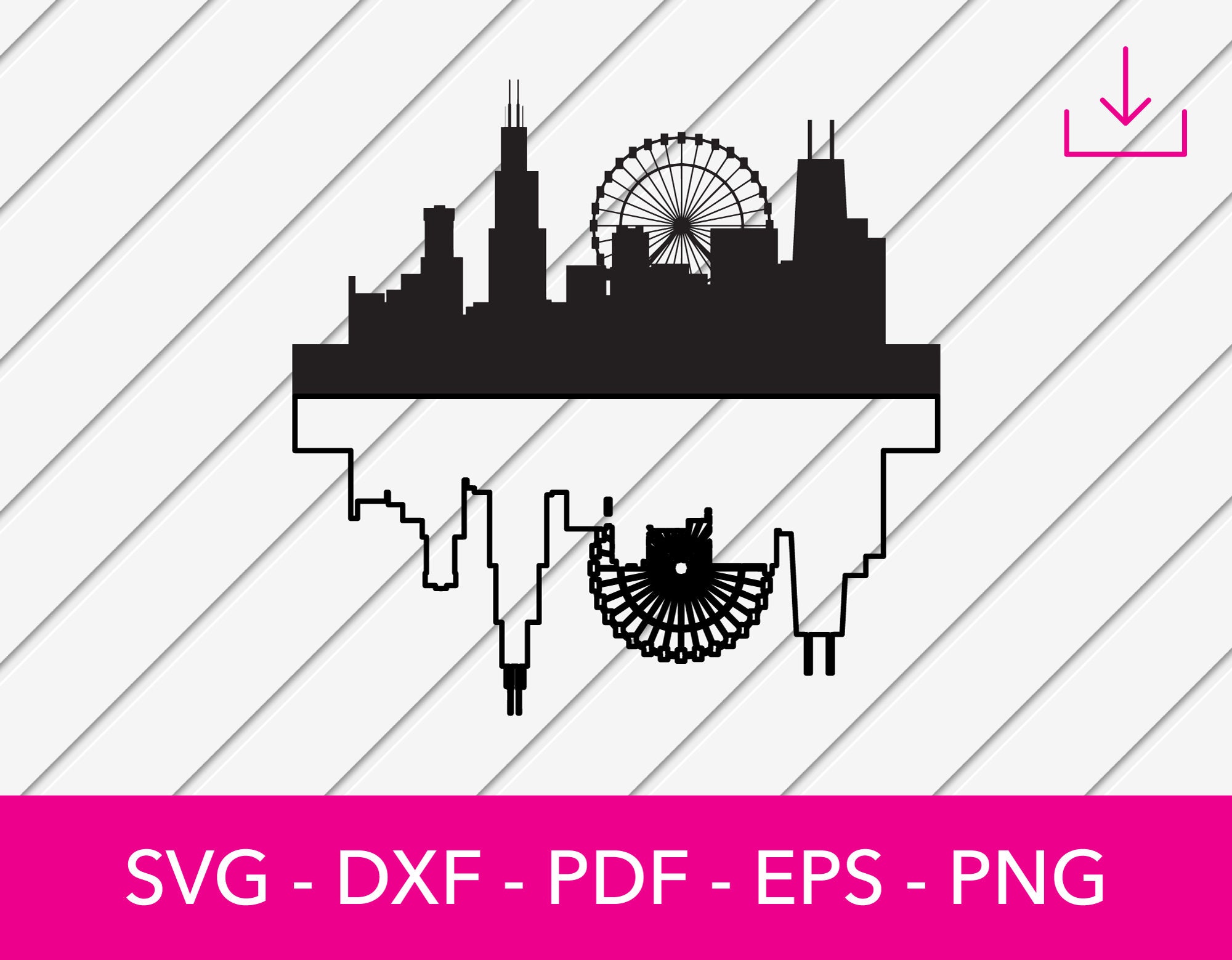 Chicago Svg Stars Svg Chicago Illinois Skyline Cityscape - Etsy