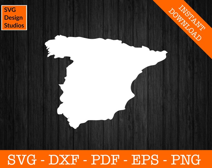 Spain SVG File - Spain Map Outline SVG -vector Clip Art for Commercial ...