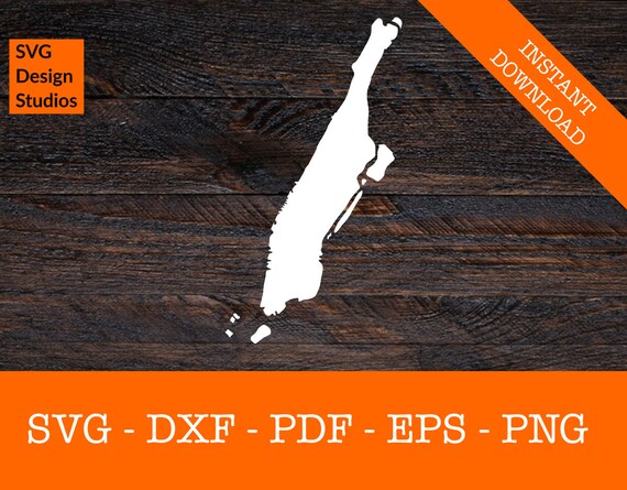 Manhattan New York NYC Map Shape SVG Cut File Png DXF - Etsy