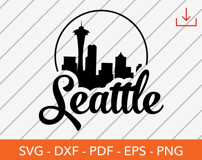 Seattle Svg, Seattle Skyline Svg, Cityscape Silhouette Shadow SVG Cut ...