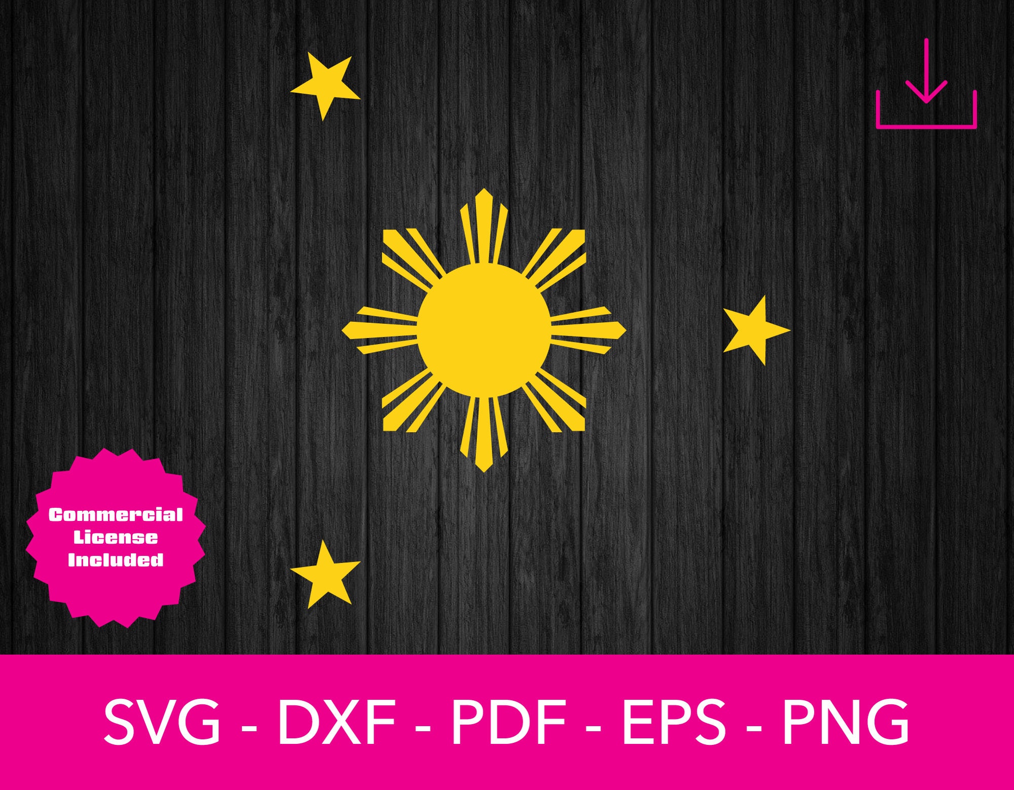 Philippines Flag Sun and Stars Svg Philippine Flag Svg Cut | Etsy