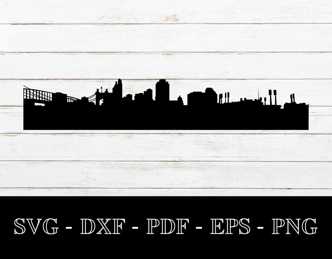Cincinnati, Ohio Skyline Cityscape Silhouette Shadow SVG Cut File - PNG ...