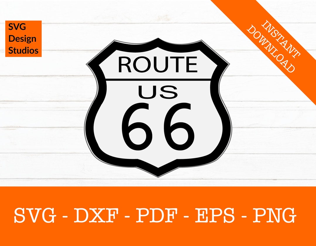 Route 66 Road Sign Svg Silhouette Shadow SVG Cut File - PNG - DXF ...
