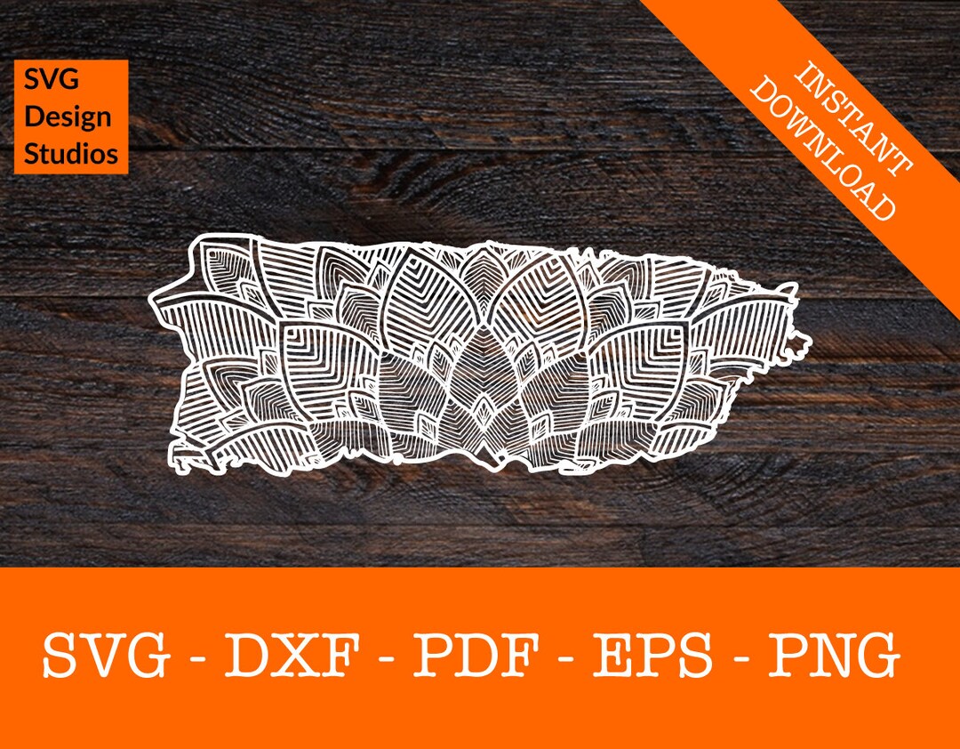 Puerto Rico Svg, Zentangle Mandala Puerto Rico Map Shape SVG Cut File ...