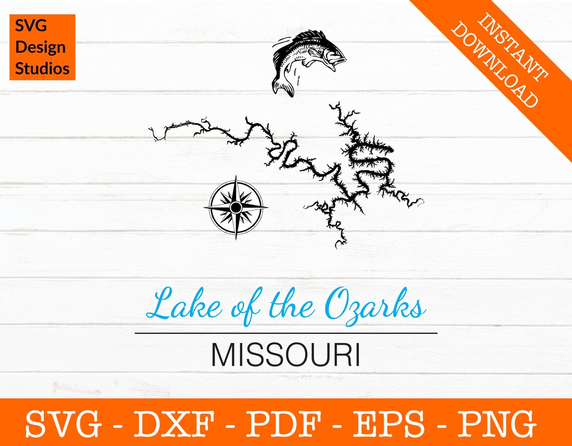 Lake of the Ozarks Svg Lake Ozark Svg Lake of the Ozarks Map | Etsy