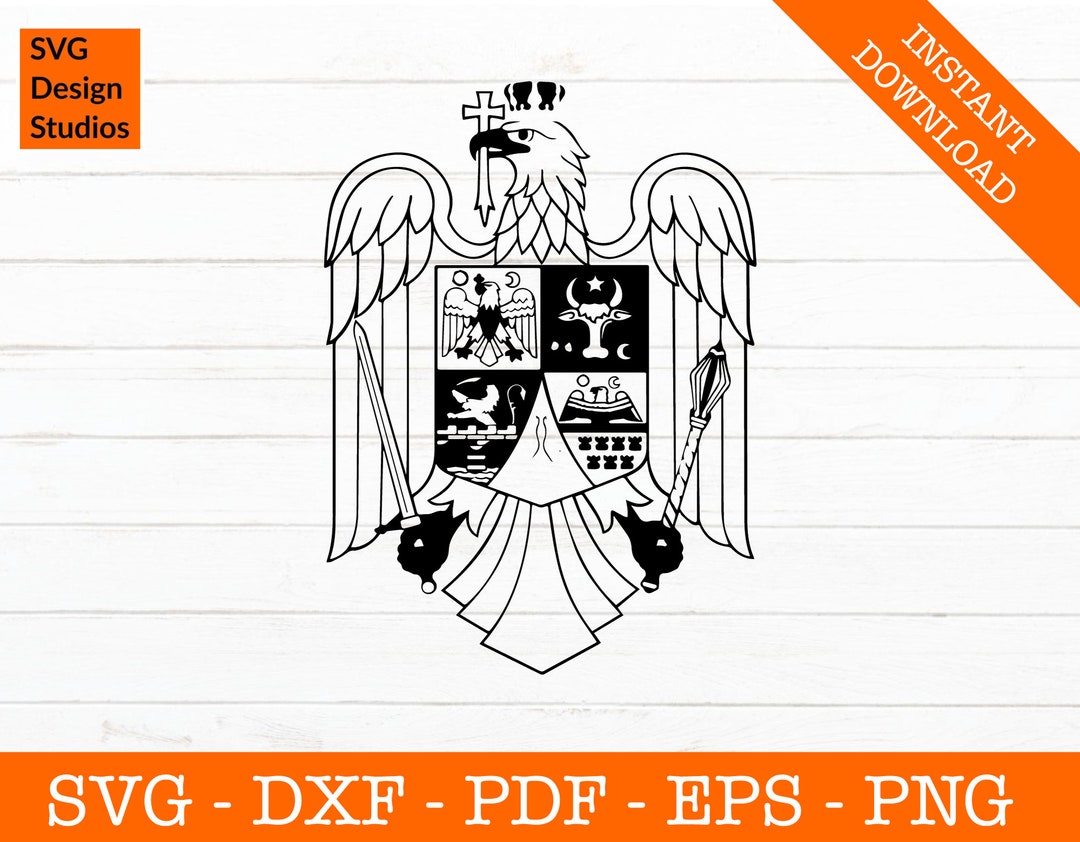 Romania Svg, Romania Seal Crest Coat of Arms Romanian Flag SVG Cut File ...