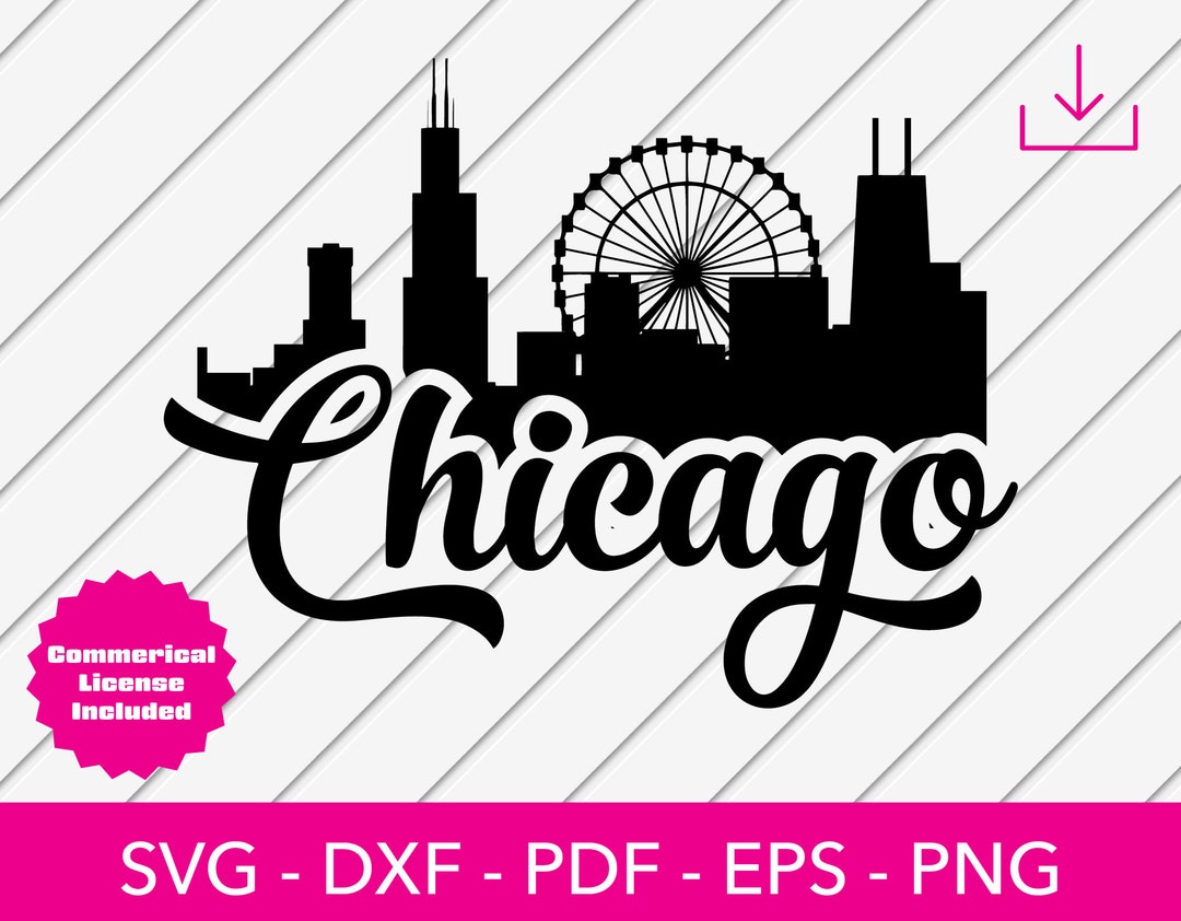 Chicago Svg, Chicago, Illinois Skyline Cityscape Silhouette Chitown SVG ...