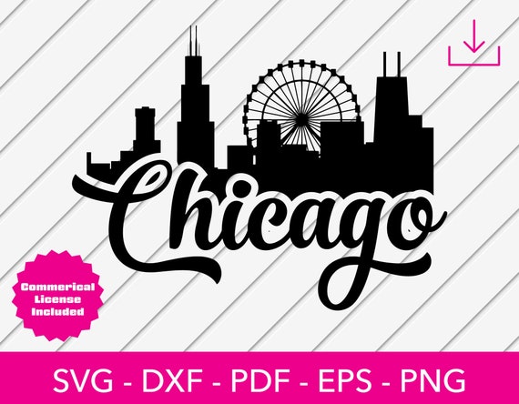 Chicago Svg Chicago Illinois Skyline Cityscape Silhouette - Etsy