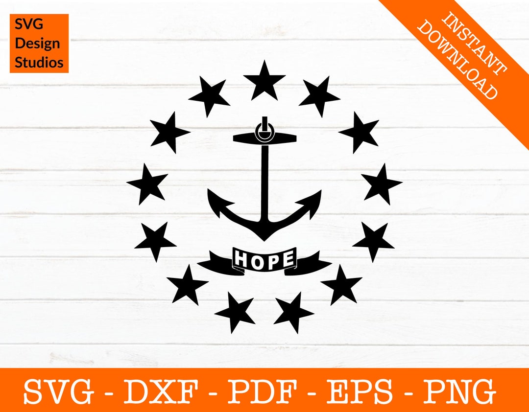 Rhode Island Svg, Black and White Rhode Island State Flag Svg- PNG ...