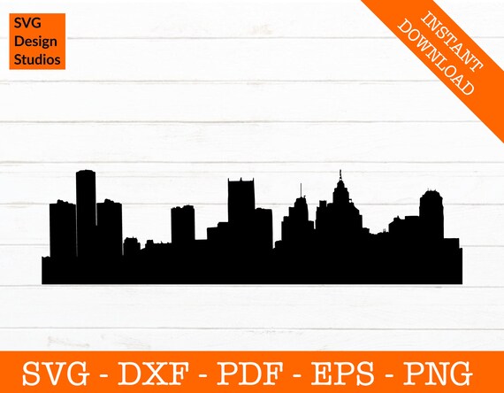 Detroit Svg Detroit Michigan Skyline Cityscape Silhouette - Etsy