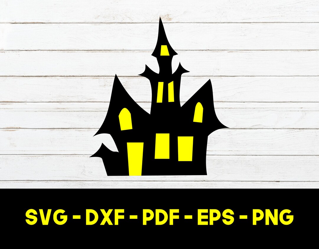 Halloween Haunted House Shape SVG Cut File - PNG - DXF - Cricut ...