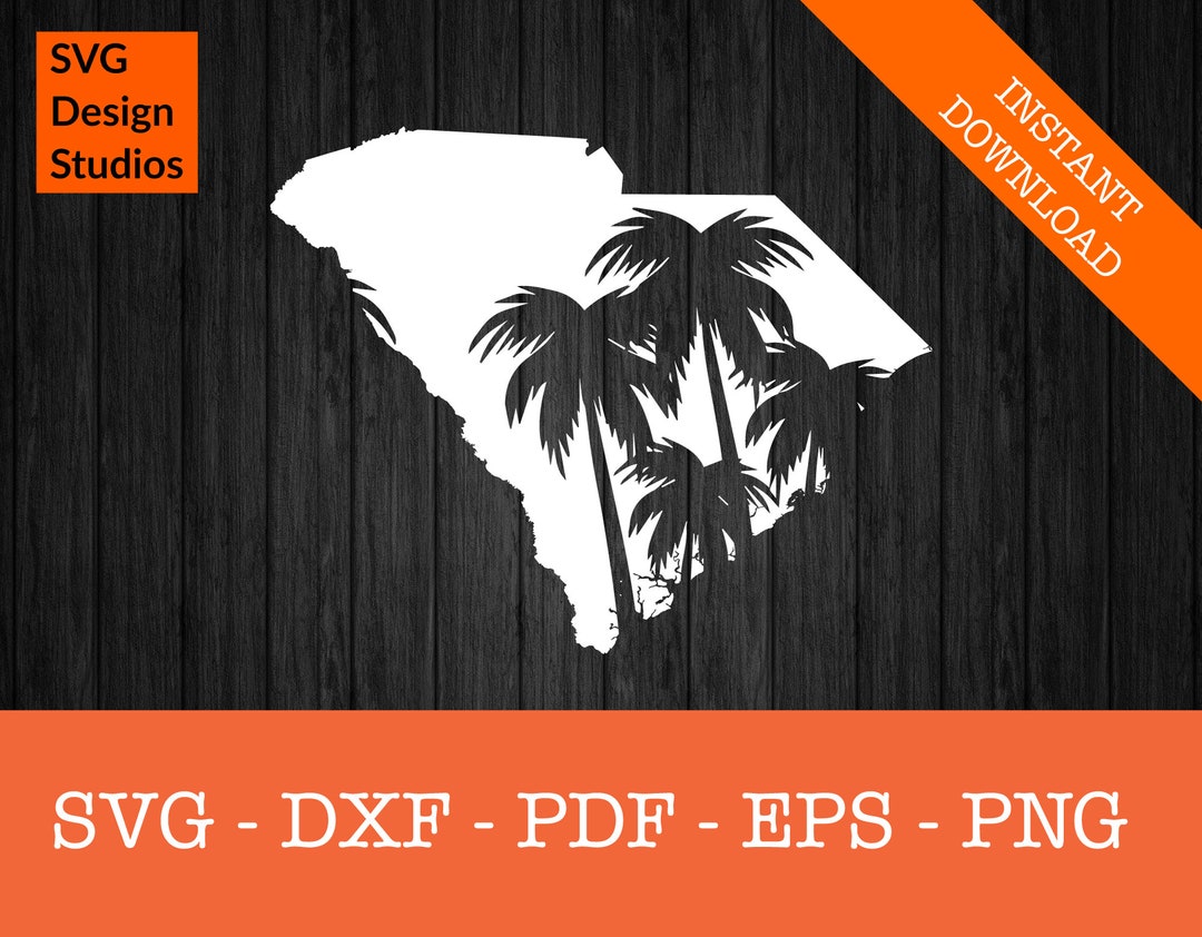 South Carolina State Map Palm With Palm Trees Svg, South Carolina Svg ...