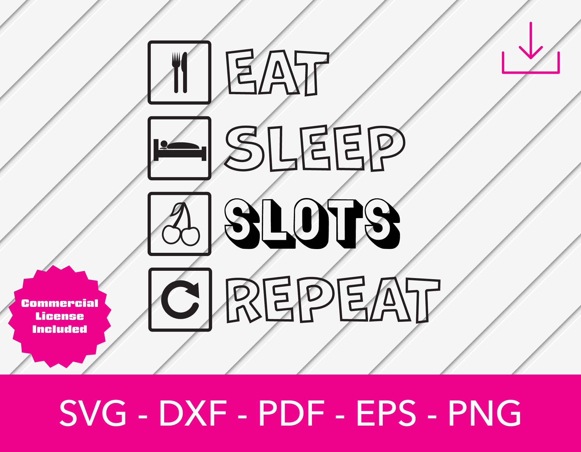 Eat Sleep Slots Svg Slot Machine Svg Casino Svg Eps Dxf - Etsy