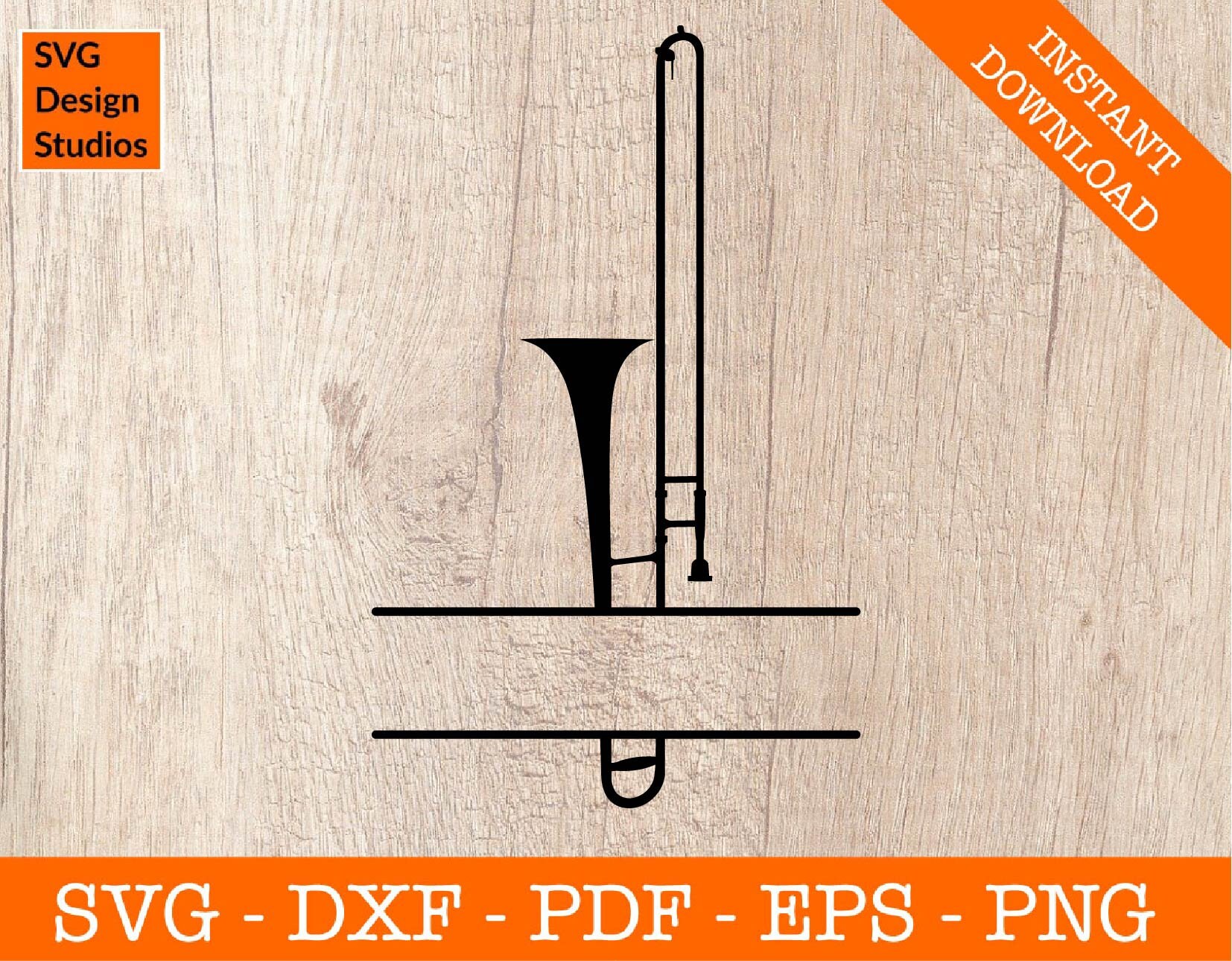 Trombone Split Frame Svg, Band Svg, Jazz Svg, Silhouette Shadow SVG Cut ...