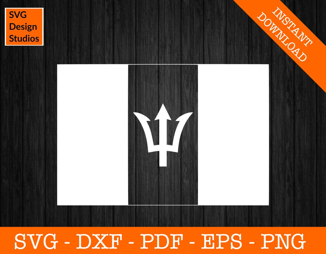 Barbados Flag SVG, Black and White Barbados Island Flag Svg, Cut File ...