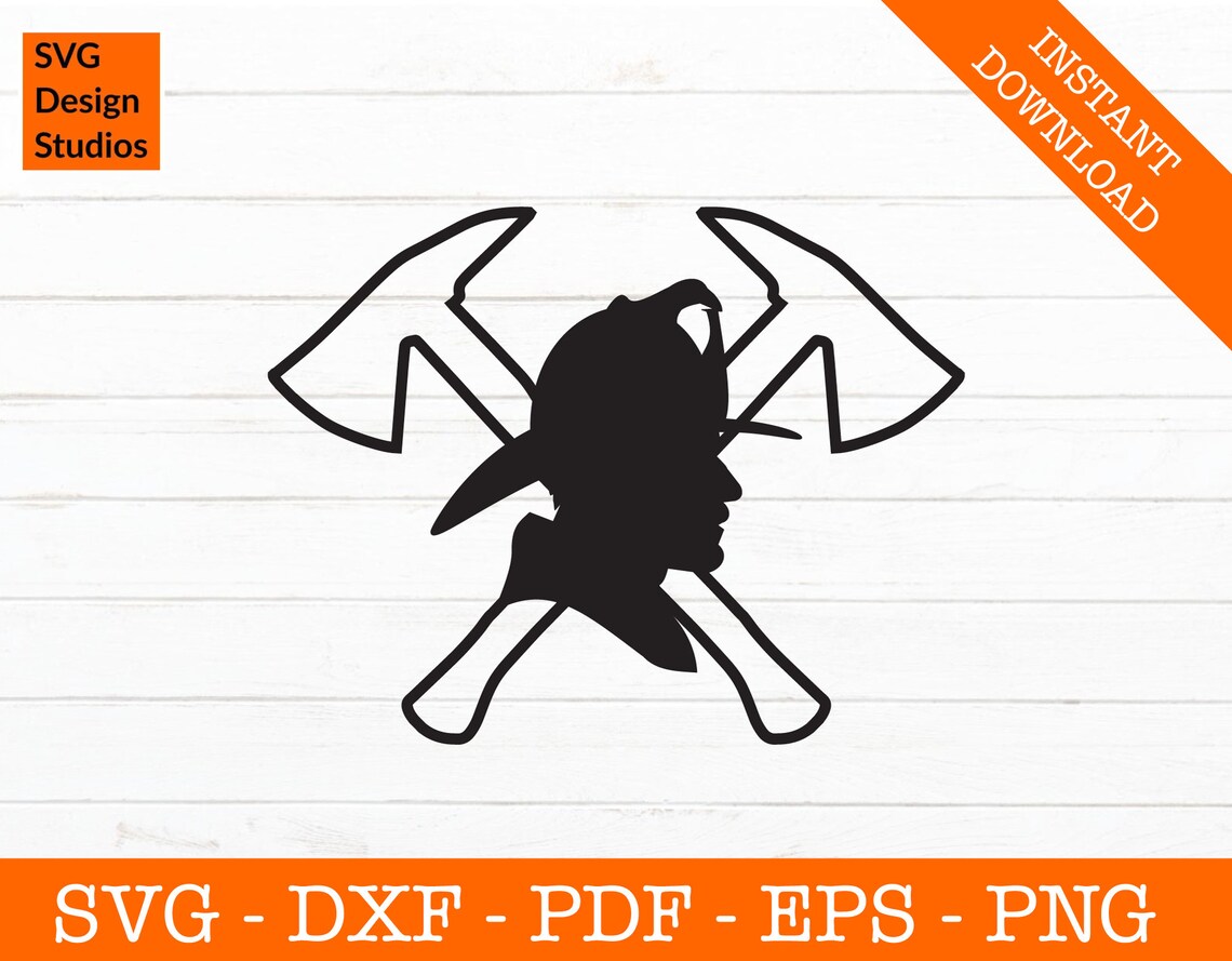 Fireman Svg Fireman Hat Firefighter Helmet Axes Logo PNG - Etsy