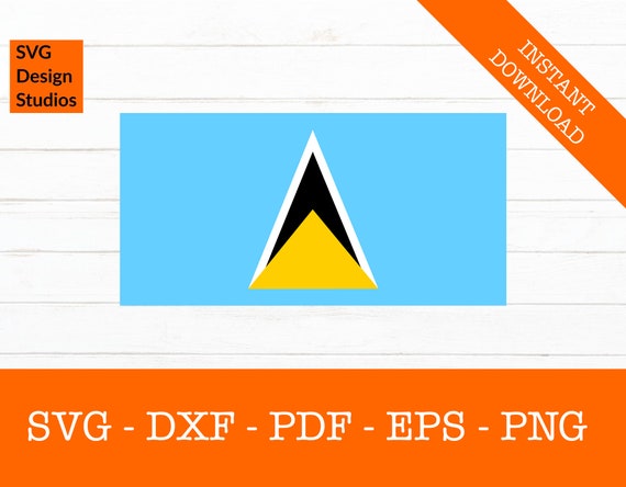 Saint Lucia Island Caribbean National Flag Clipart SVG Cut | Etsy