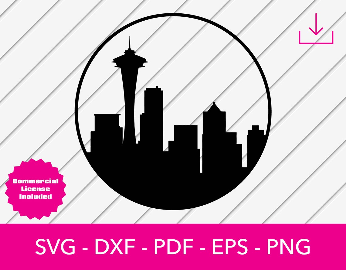 Seattle Svg Seattle Skyline Svg Cityscape Silhouette Shadow | Etsy