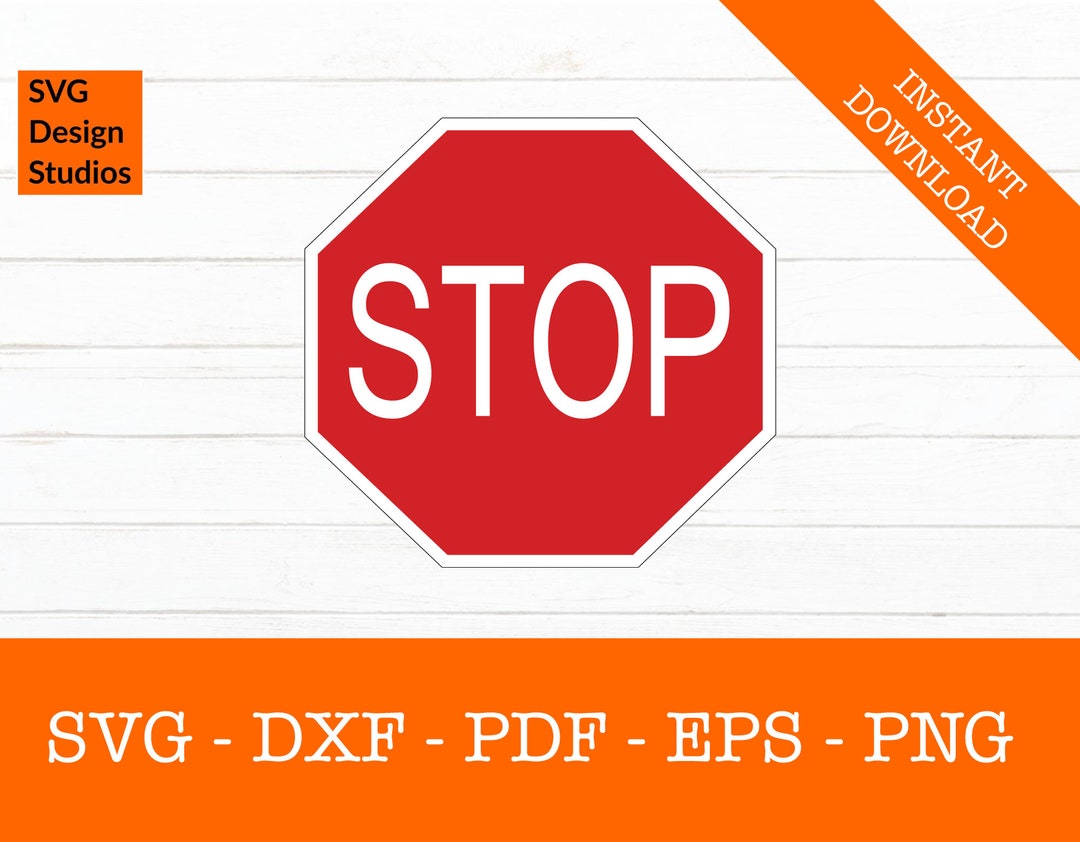 Stop Sign Svg Silhouette Shadow SVG Cut File PNG DXF - Etsy