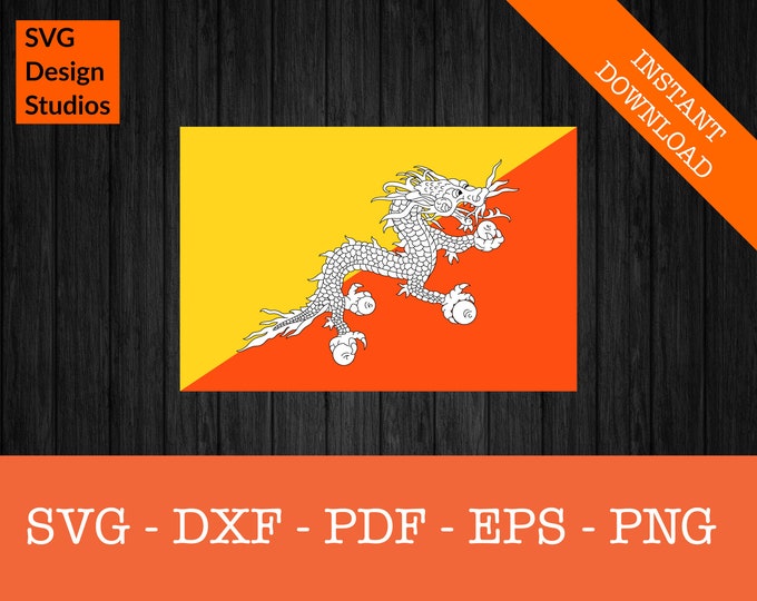 Bhutan National Flag Clipart SVG - Cut File - PNG - DXF - Cricut ...
