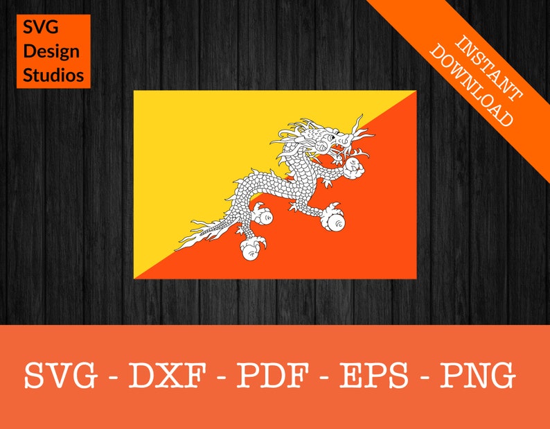 Bhutan National Flag Clipart SVG - Cut File - PNG - DXF - Cricut ...