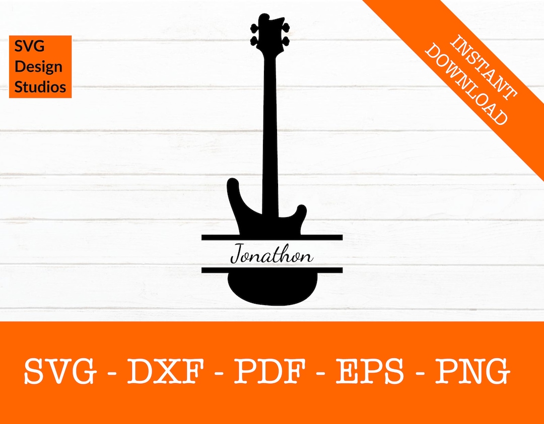 Bass Guitar Frame Svg, Guitar Svg, Music Svg, Silhouette Shadow SVG Cut ...